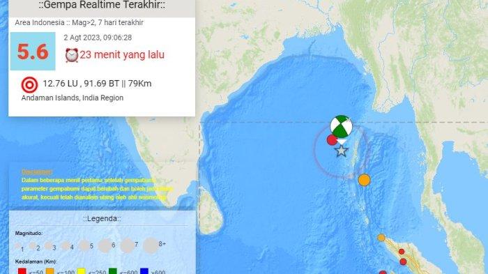 Gempa Bumi Terkini 5.6 Magnitudo Terjadi Rabu 02 Agustus 2023, Info BMKG Terjadi 2 Kali Gempa ...