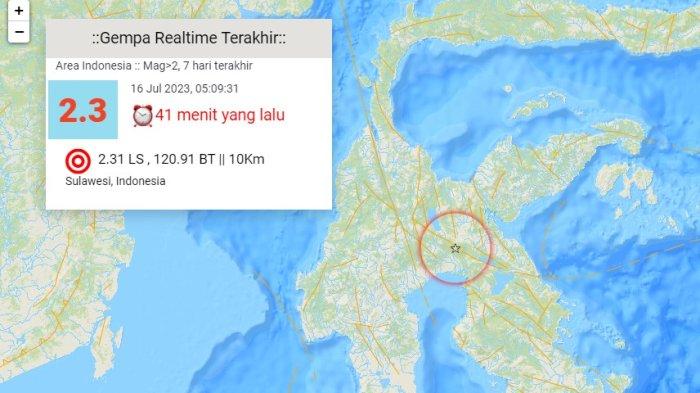 Gempa Terkini Minggu Pagi 16 Juli 2023 di Daratan Sulawesi, Cek Magnitudo dan Lokasi Lengkap ...