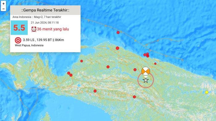Gempa Bumi Realtime Baru Saja Terjadi Jumat 21 Juni 2024, Magnitudo 5.5 di Lokasi Ini - Tribun ...