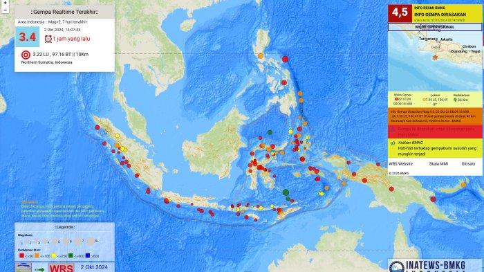 12 Gempa Bumi Tercatat BMKG Guncang Indonesia dalam 15 Jam Terakhir, Rabu 2 Oktober 2024 ...