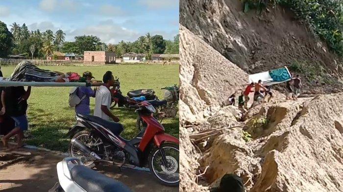 Warga Pinogu Ditandu Lewat Hutan Belantara Menuju RS di Bone Bolango ...