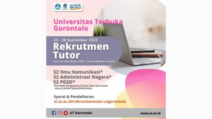 Rekrutmen Tutor UT Gorontalo, Pendaftaran Dibuka Sampai 28 September ...