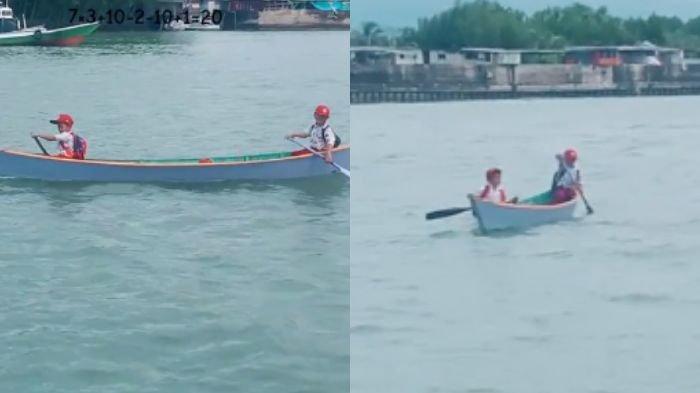 Viral 2 Bocah SD Dayung Sampan Sebrangi Sungai di Sulsel Demi Bisa ...