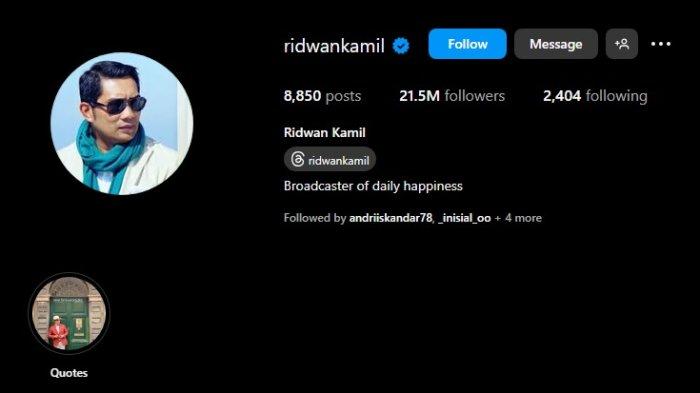 Akun Instagram Ridwan Kamil Kembali Normal Setelah Diretas, Kuasa Hukum ...