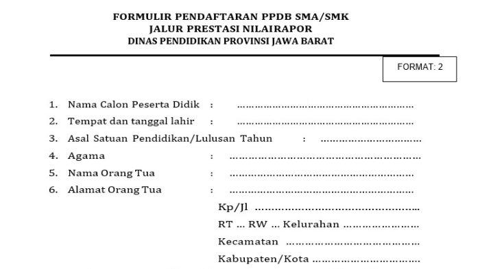 Download Formulir Pendaftaran PPDB Jabar 2024 Tahap 2 Jalur Prestasi ...