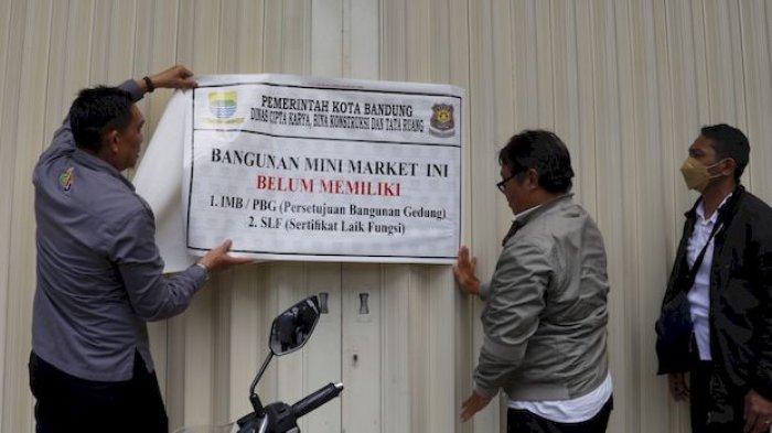 Dinas Cipta Bintar Segel Sebuah Minimarket di Jalan Cihampelas Kota Bandung - Tribunjabar.id