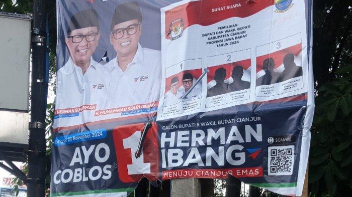 Baliho Milik Paslon Nomer Urut 1 Herman Suherman Diduga Dirusak OTK - Tribunjabar.id