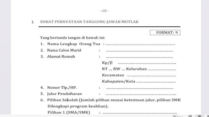LINK Download Surat Pernyataan Tanggung Jawab Mutlak atau SPTJM untuk Daftar SPMB Jabar 2025 ...