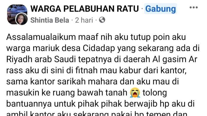 VIRAL di Medsos, TKW Asal Sukabumi Terancam Dikurung di Ruang Bawah Tanah di Arab Saudi ...