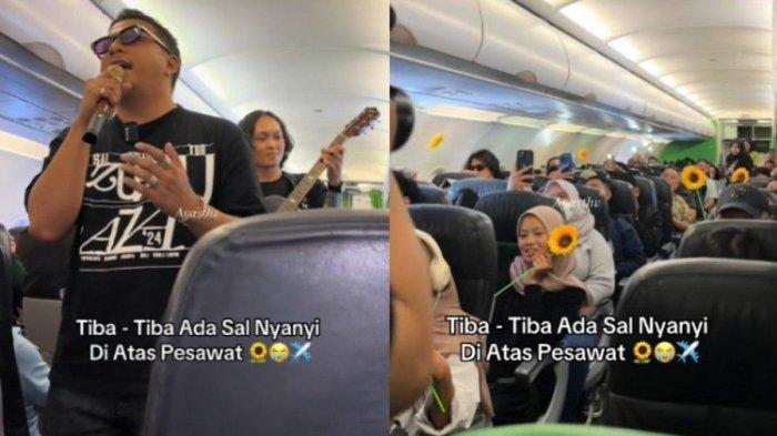 Momen Tak Terduga Penyanyi Sal Priadi Beri Kejutan ke Penumpang Pesawat, Konser Dadakan saat ...