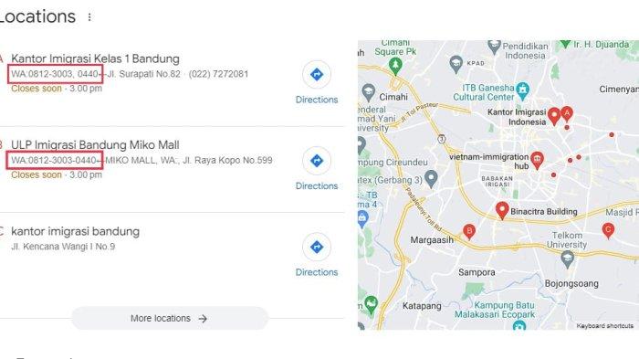 WASPADA Nomor Kontak Palsu Kantor Imigrasi di Laman Google Maps ...