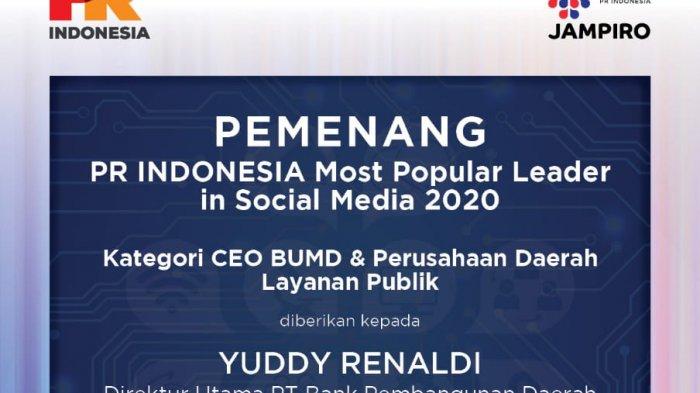 Dirut bank bjb Yuddy Renaldi Raih Penghargaan Most Popular Leader in ...