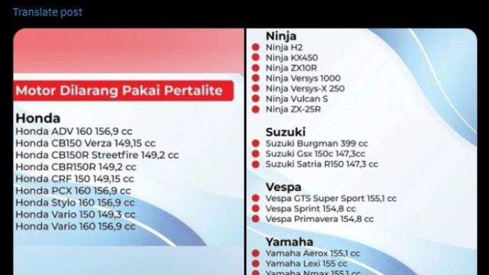 Heboh Daftar Motor Tak Boleh Beli Pertalite, Ada Honda Vario hingga ...