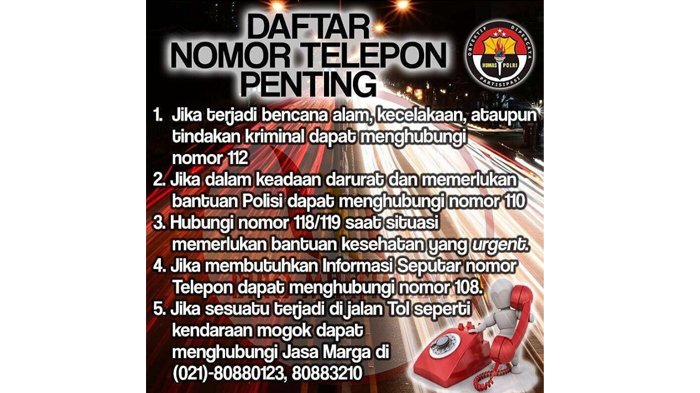Ayo Dicatat! Inilah Kumpulan Nomor Telepon Penting di Saat Genting ...