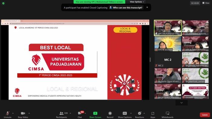 October Meeting 2022, CIMSA FK Universitas Padjadjaran Raih Penghargaan ...