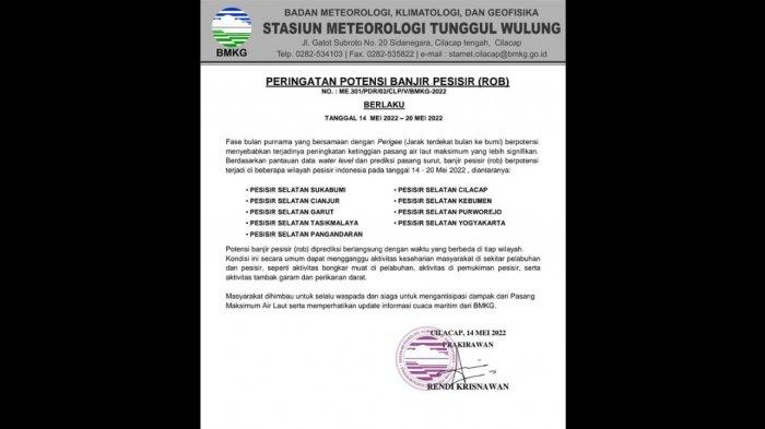 BMKG Keluarkan Peringatan Potensi Banjir Rob, Termasuk di Pangandaran, Masyarakat Diimbau ...