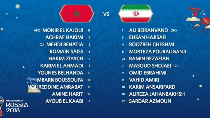 Line up Maroko vs Iran di Piala Dunia 2018, Duel Tim Tak Terkalahkan di ...