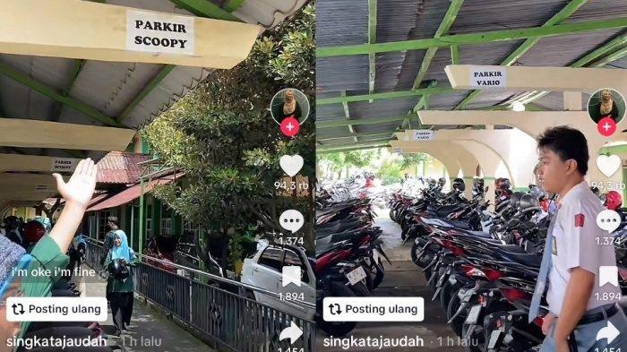 Viral, Penampakan Unik Parkiran di Sekolah, Sepeda Motor Berjejer ...