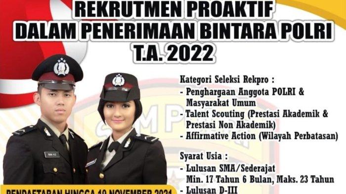 DIBUKA Rekrutmen Penerimaan Polri Berbagai Jabatan untuk Lulusan SMA/SMK hingga S1, Daftar di ...