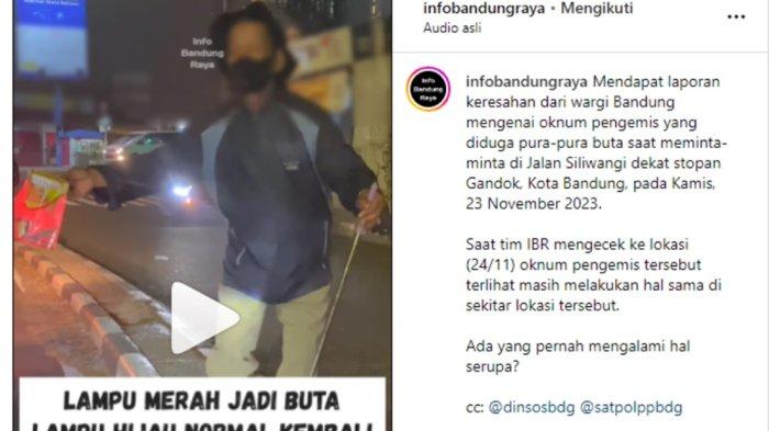 VIRAL Pengemis Pura-pura Buta di Simpang Gandok Bandung, Lampu Merah ...