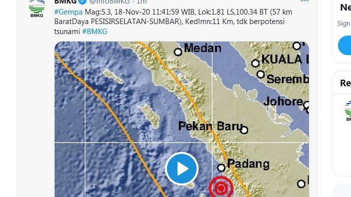 Pesisir Selatan Sumatera Barat BARU SAJA Diguncang Gempa, Berpusat di Laut, Terasa Hingga Padang ...