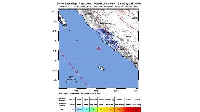 Dini Hari Tadi, Gempa Bumi Terjadi di Seluma Bengkulu, Kekuatan ...