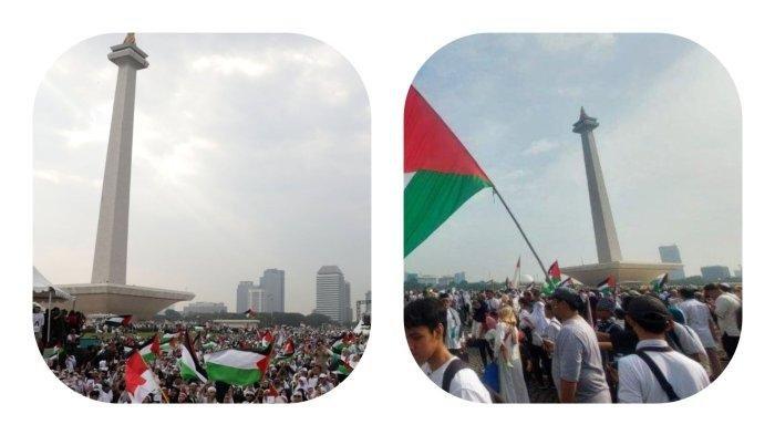 Munajat 212 di Monas Hari Ini, Banyak Bendera Palestina Berkibar, Tak ...