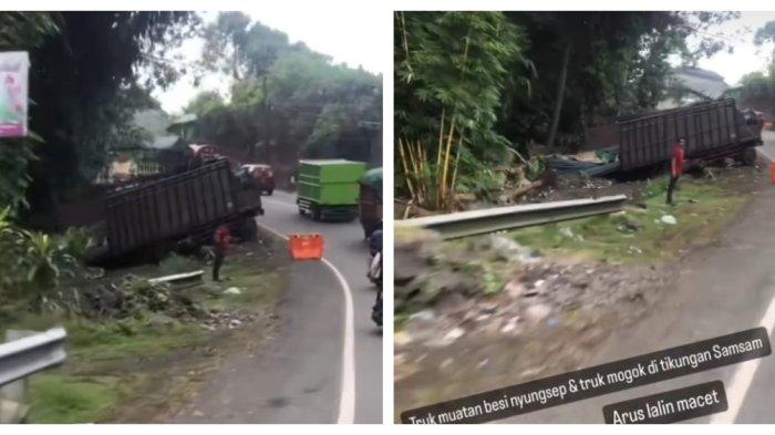 Kecelakaan Hari Ini di Tikungan Samsam Tabanan: Truk Muatan Besi Nyungsep Gara-gara Tak Kuat ...