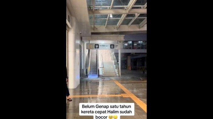 Bak Air Terjun, Hujan Deras Guyur Luar Lobi Stasiun Kereta Cepat Halim ...