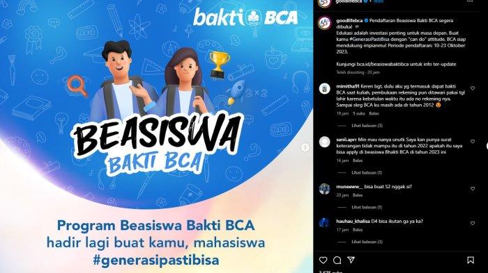 Dibuka Beasiswa Bakti BCA 2023 untuk Mahasiswa S1, Dapat Uang Saku Bulanan hingga Bantuan UKT ...