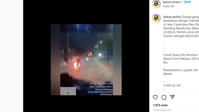 Horor, Gengster Konvoi Acungkan Senjata Tajam di Jalanan Kota Bekasi ...