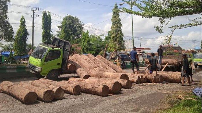 BREAKING NEWS Truk Bermuatan Kayu Tergelincir di Depan Terminal Muara ...