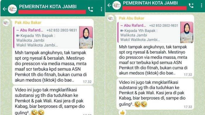 Beredar Chat Kepala Diskominfo Kota Jambi Provokasi Agar Siswi SMP Jambi Dilaporkan ...