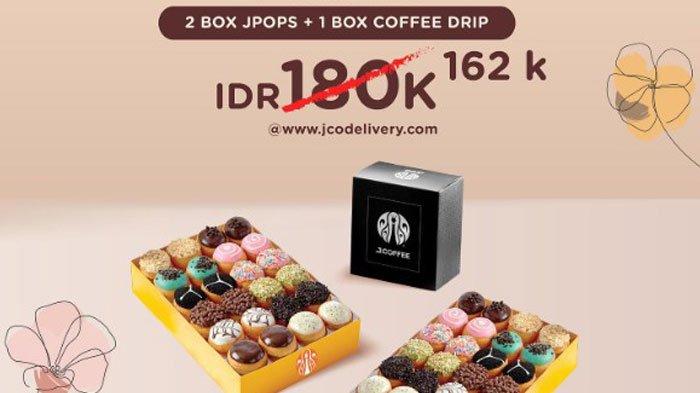 2 Promo JCO Hari Ini 13 Maret 2023, 2 Box Jpops + 1 Box Jcoffee Drip ...