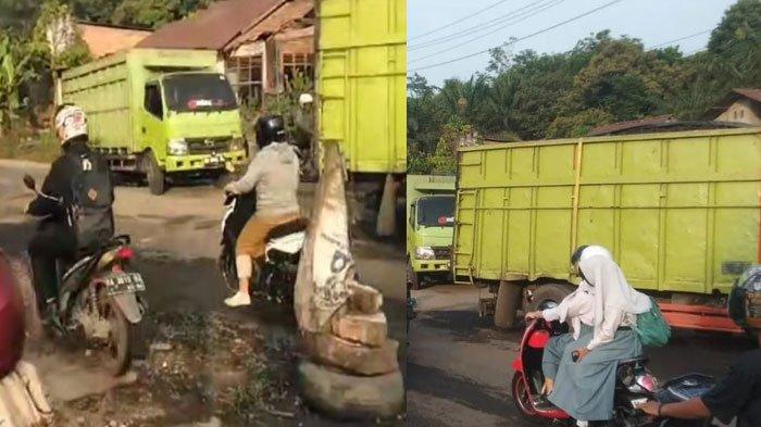 Macet di Simp Sungai Duren Muaro Jambi, 2 Truk Batubara Patah As - Tribunjambi.com