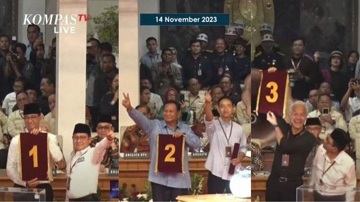 Nomor Urut Capres-Cawapres di Pilpres 2024: Anies-Muhaimin 01, Prabowo-Gibran 02, Ganjar-Mahfud ...