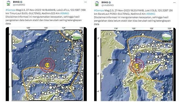 Sulawesi Tengah Kembali Digetarkan Gempa Hari Ini Senin 27 November 2023, Kali Ini di Poso ...
