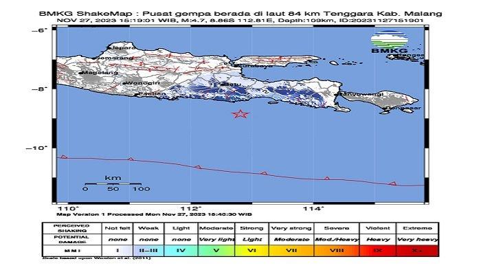 Update Gempa Terkini Senin 27 November 2023 Guncang Malang Dirasakan II Gunung Kidul, Blitar ...