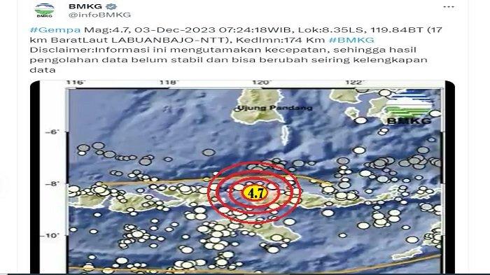 Kabar Gempa Terkini Minggu 3 Desember 2023 Getarkan Labuan Bajo NTT, BMKG: Bermagnitudo 4.7 ...