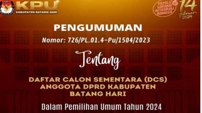 Berikut Daftar Calon Sementara DCS Anggota DPRD Batanghari - Tribunjambi.com