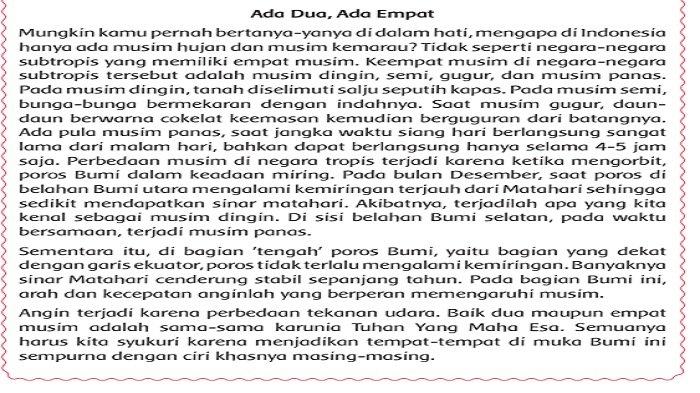Kunci Jawaban Tema 8 Kelas 6 Halaman 60, Penyebab Perbedaan Musim di ...
