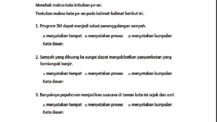 Menebak Makna Imbuhan pe-an, Kunci Jawaban SD Kelas 5 Bahasa Indonesia Halaman 162 - Tribunjambi.com