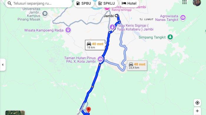 Jarak Kota Jambi ke Pintu Tol Sebapo di Google Maps 18 Km, Naik Mobil ...