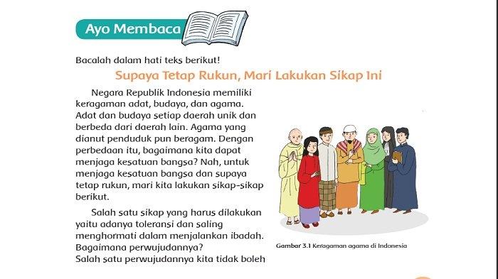 Hidup Rukun, Kunci Jawaban SD Kelas 4 Tema 7 Halaman 92 - Tribunjambi.com
