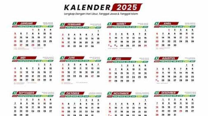 Kalender 2025 Berisi Daftar Tanggal Merah Libur Nasional Cuti Bersama Juli-Desember - Halaman 3 ...
