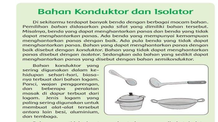 Bahan Konduktor dan Isolator, Kunci Jawaban SD Kelas 5 Tema 6 Halaman ...