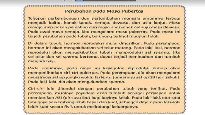 Persiapan Apa yang Harus dilakukan Menghadapi Pubertas?Kunci Jawaban SD Kelas 6 Tema 7 Halaman ...