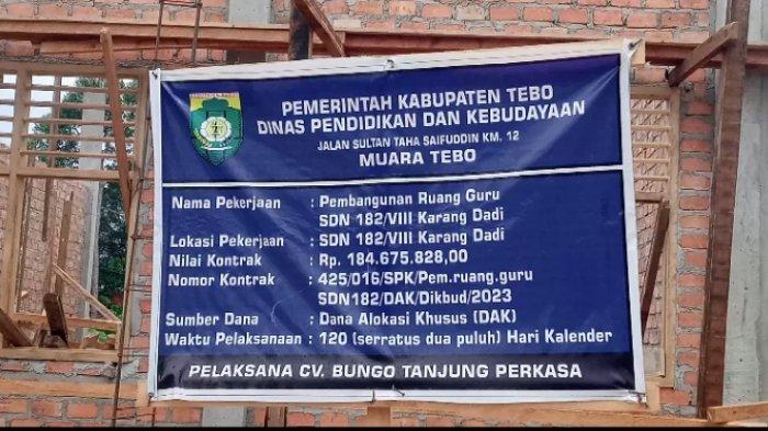 Pelaksana Proyek Pemkab Tebo Pakai Logo Bungo, CV Bungo Tanjung Perkasa ...