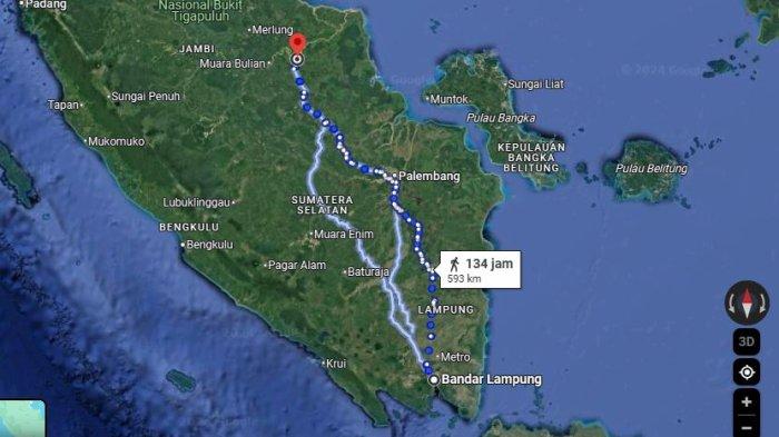 Jarak Kota Jambi ke Bandar Lampung di Google Maps, Jika Naik Mobil Jam ...