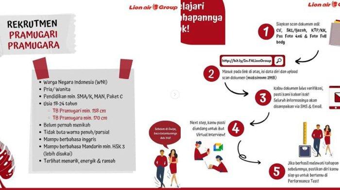 Lowongan Kerja Lion Air Posisi Pramugari dan Pramugara, Terbuka untuk Lulusan SMA/SMK ...